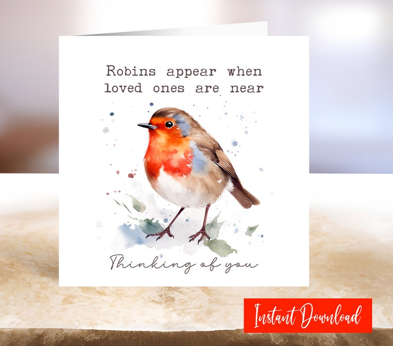 Robin Sympathy Card in Loving Memory of Loved Ones Bereavement DIY ...