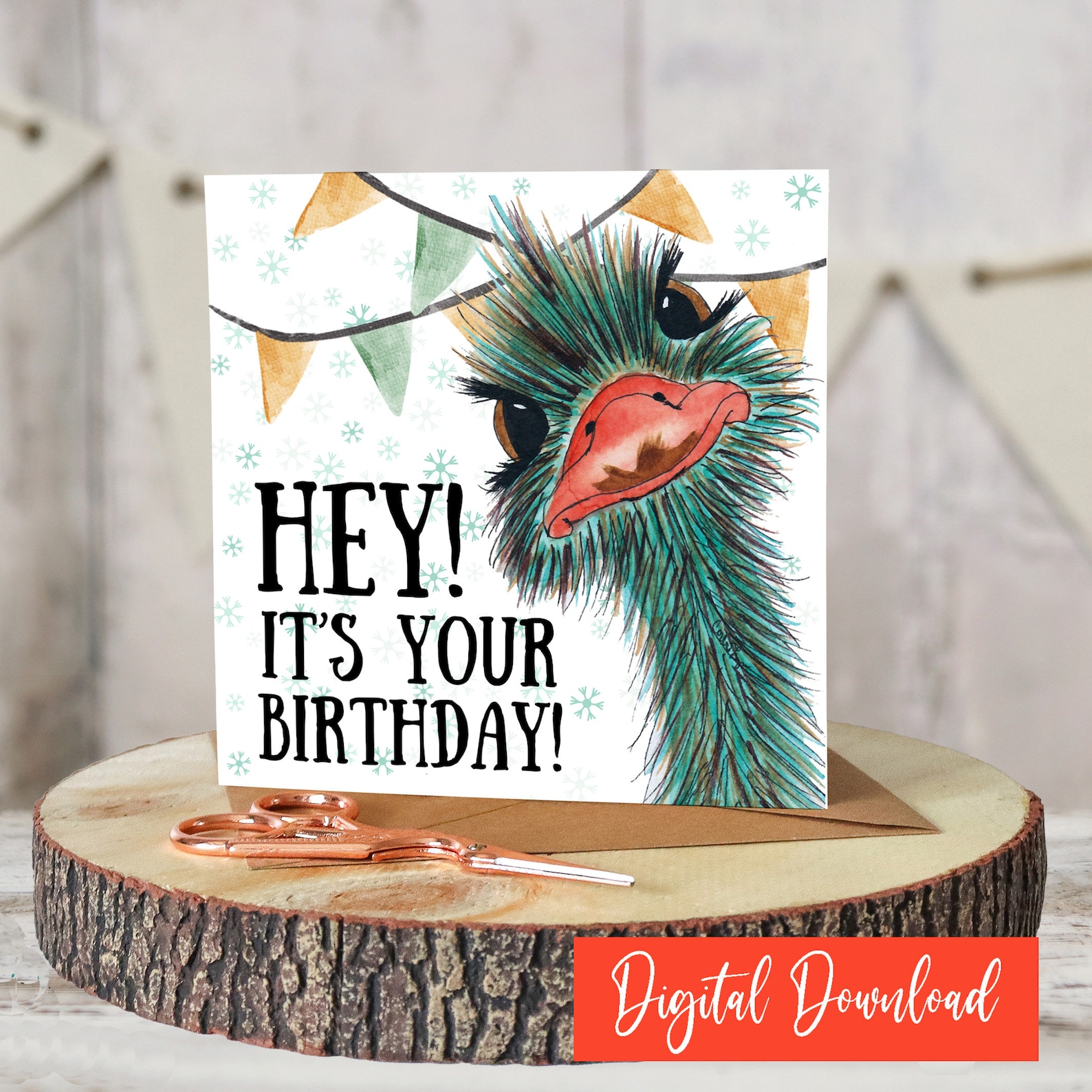 Funny Emu Birthday Card, Printable Ostrich Celebration Card, Humorous ...
