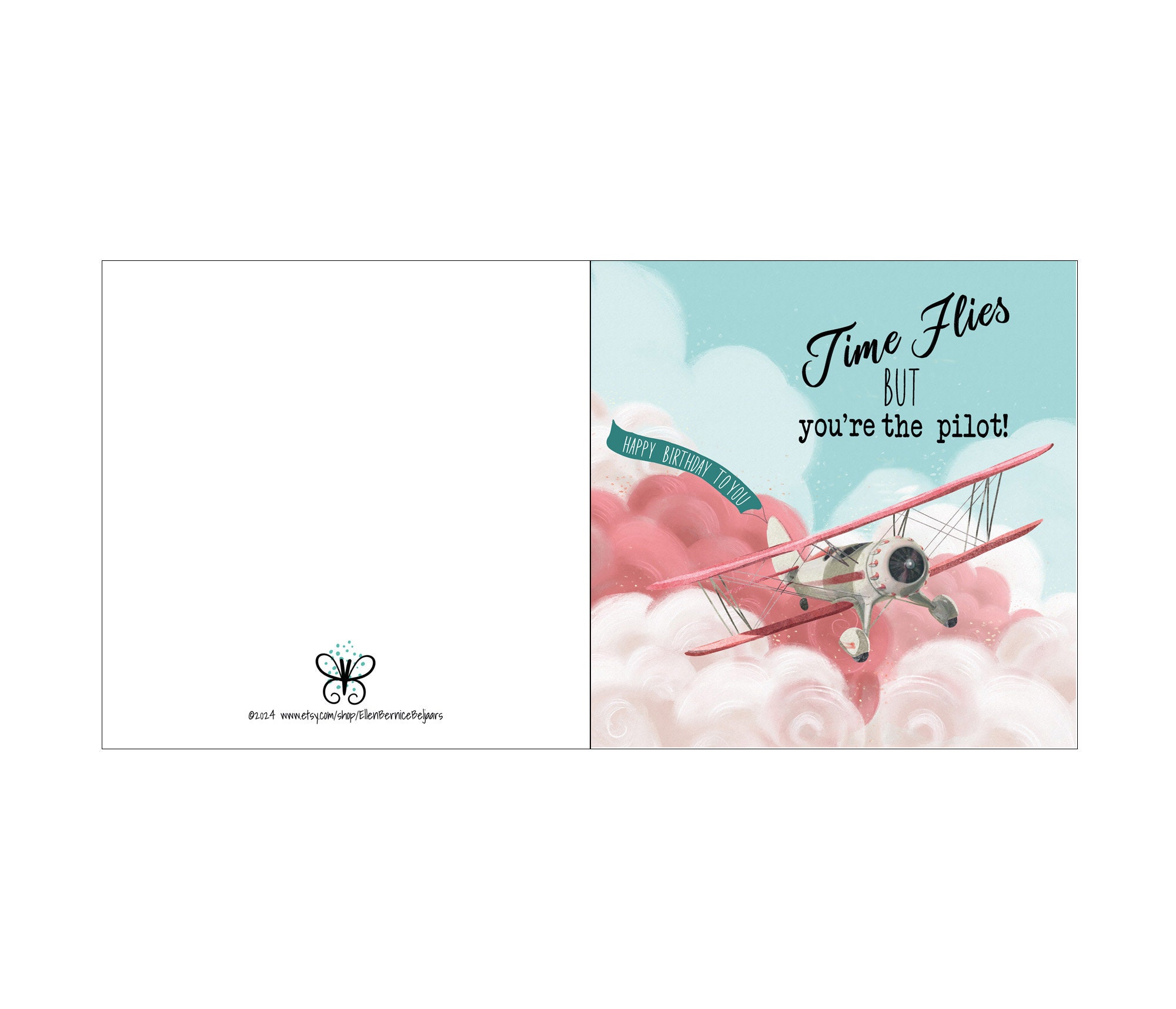 Airplane Birthday Card for Pilot Dad Printable Aeroplane Greeting Card ...