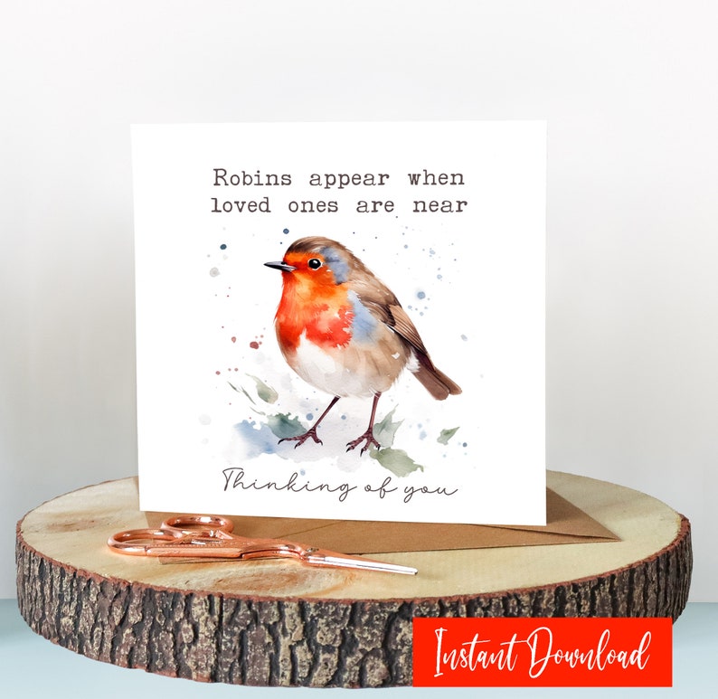 Robin Sympathy Card in Loving Memory of Loved Ones Bereavement DIY ...