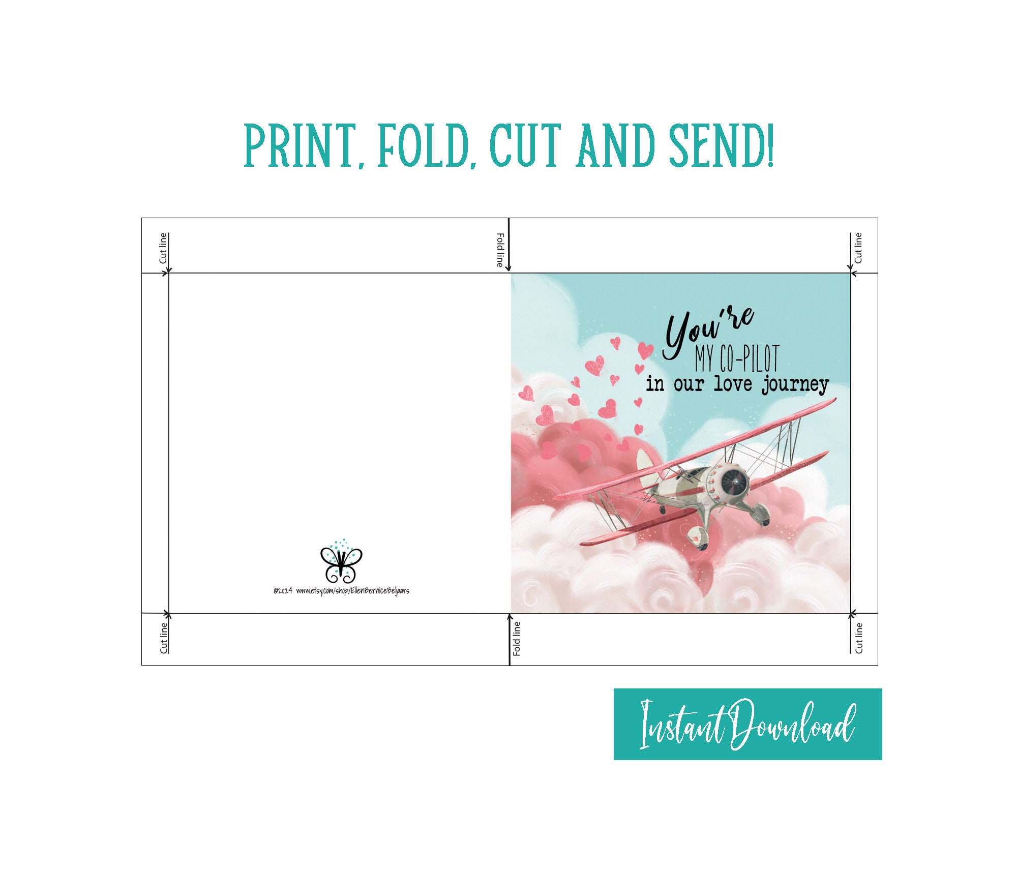 Aeroplane Pun Anniversary Day Card for Pilot Printable Valentine's ...