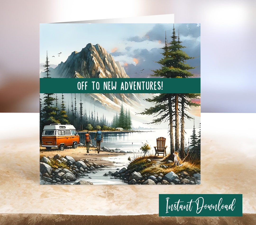 Farewell Adventure Card Hiking Theme Printable Best Wishes Send-off for ...