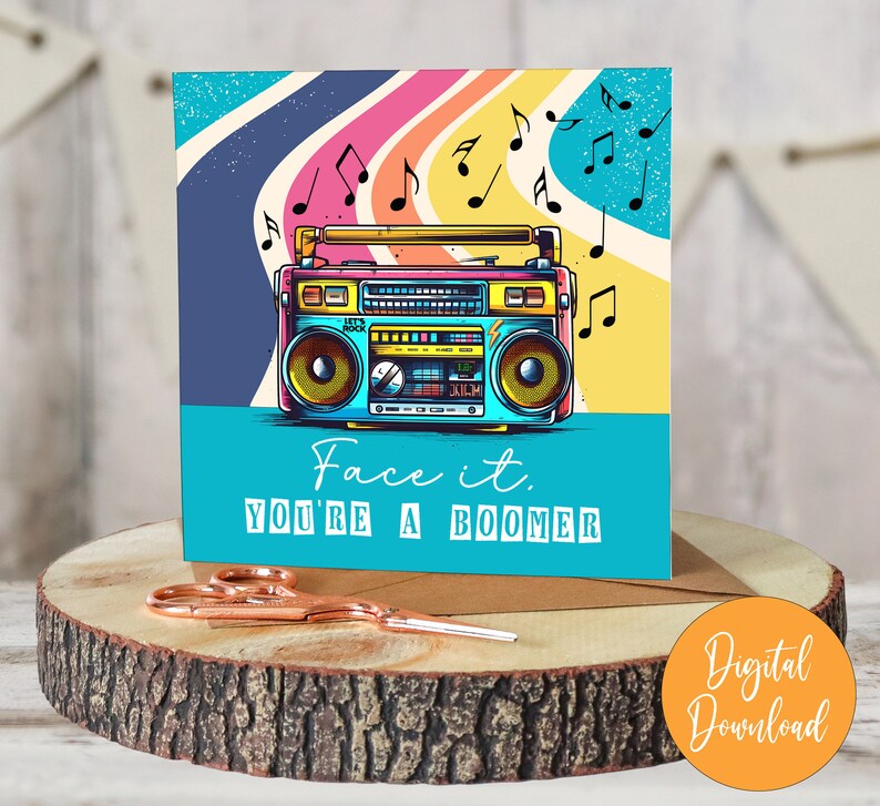 Boombox Birthday Card for Boyfriend DIY Retro Ghetto Blaster Bday ...