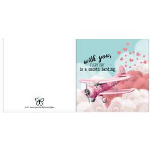Airplane Anniversary Day Card for Pilot Printable Valentines Aeroplane ...