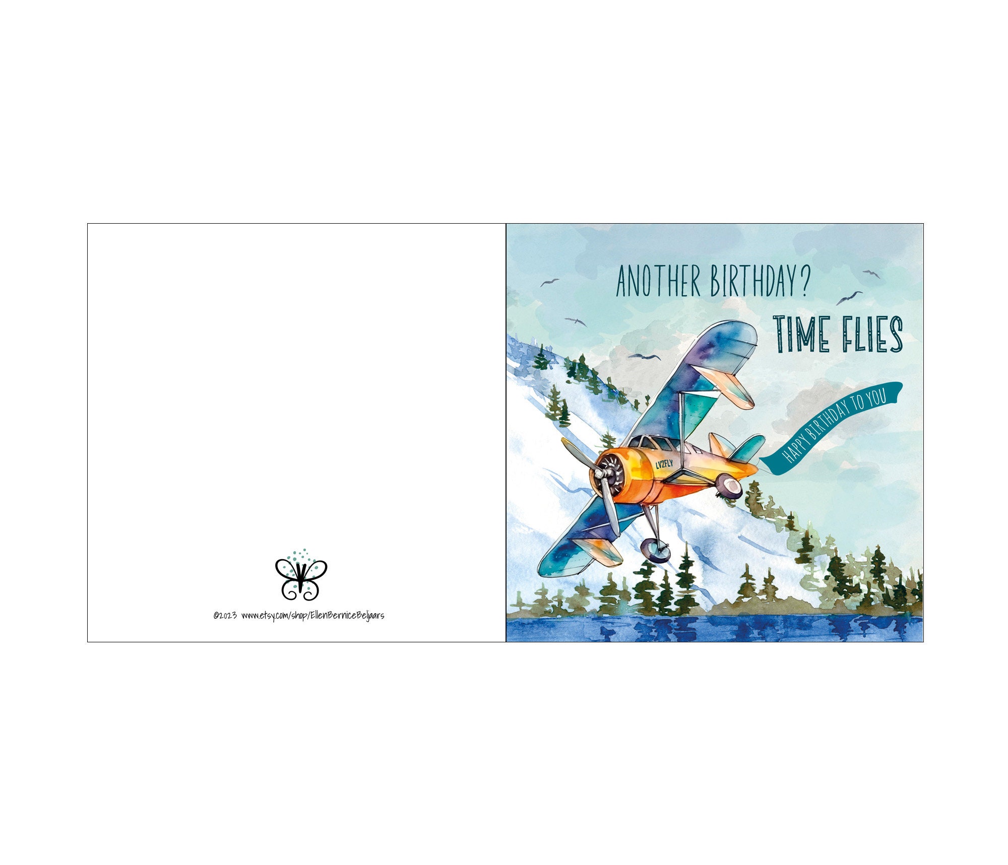 Airplane Birthday Card for Him Printable Aeroplane Greeting Card for ...