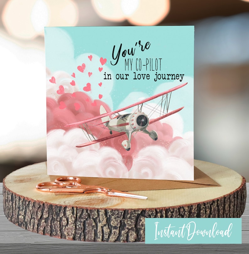 Aeroplane Pun Anniversary Day Card for Pilot Printable Valentine's ...