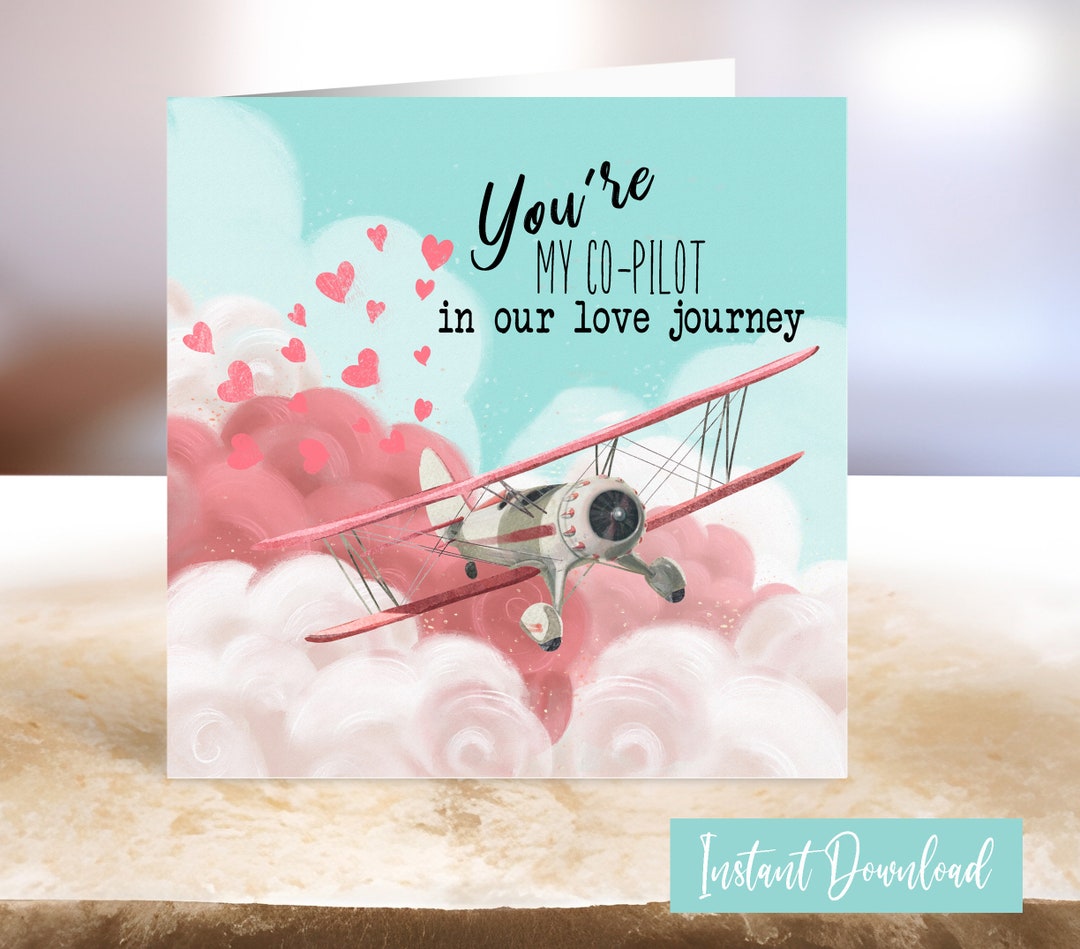 Aeroplane Pun Anniversary Day Card for Pilot Printable Valentine's ...