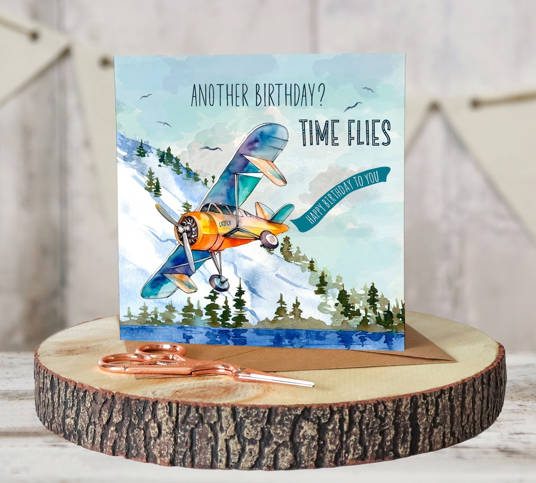 Airplane Birthday Card for Him Printable Aeroplane Greeting Card for ...