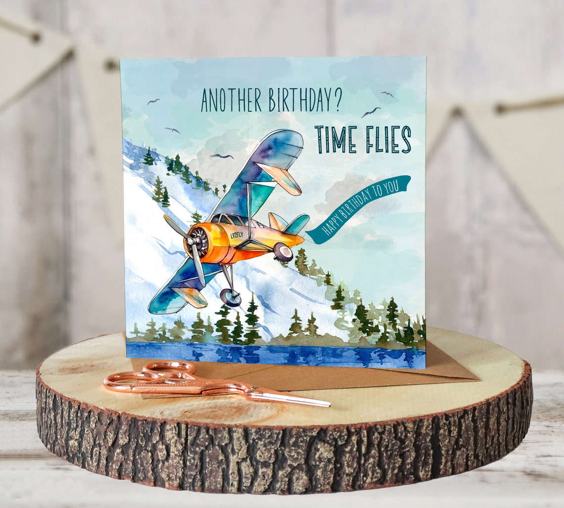 Airplane Birthday Card for Him Printable Aeroplane Greeting Card for ...