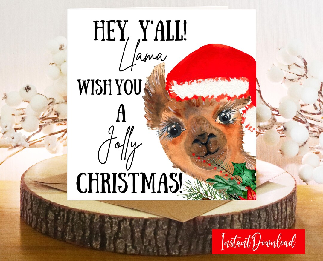 Funny Llama Christmas Card for Colleagues Printable Alpaca Holiday ...