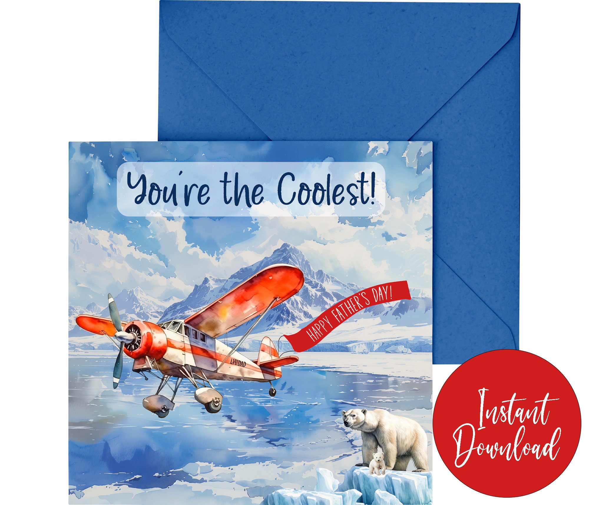 Airplane Fathers Day Card for Pilot Dad Printable Aircraft Greeting ...