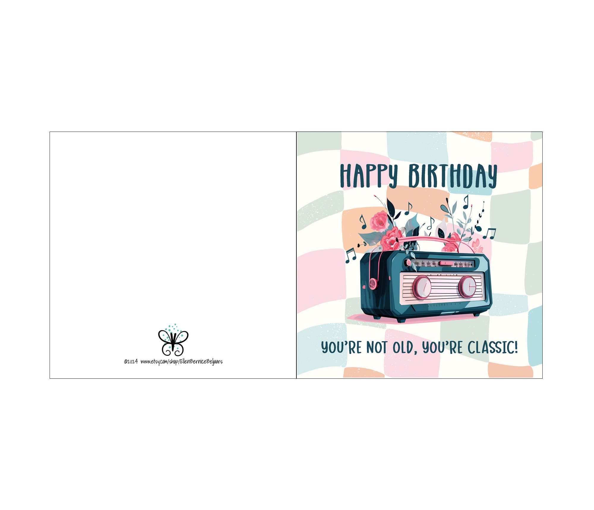 Vintage Radio Birthday Card for DJ Seventies Boombox Printable Gifts ...