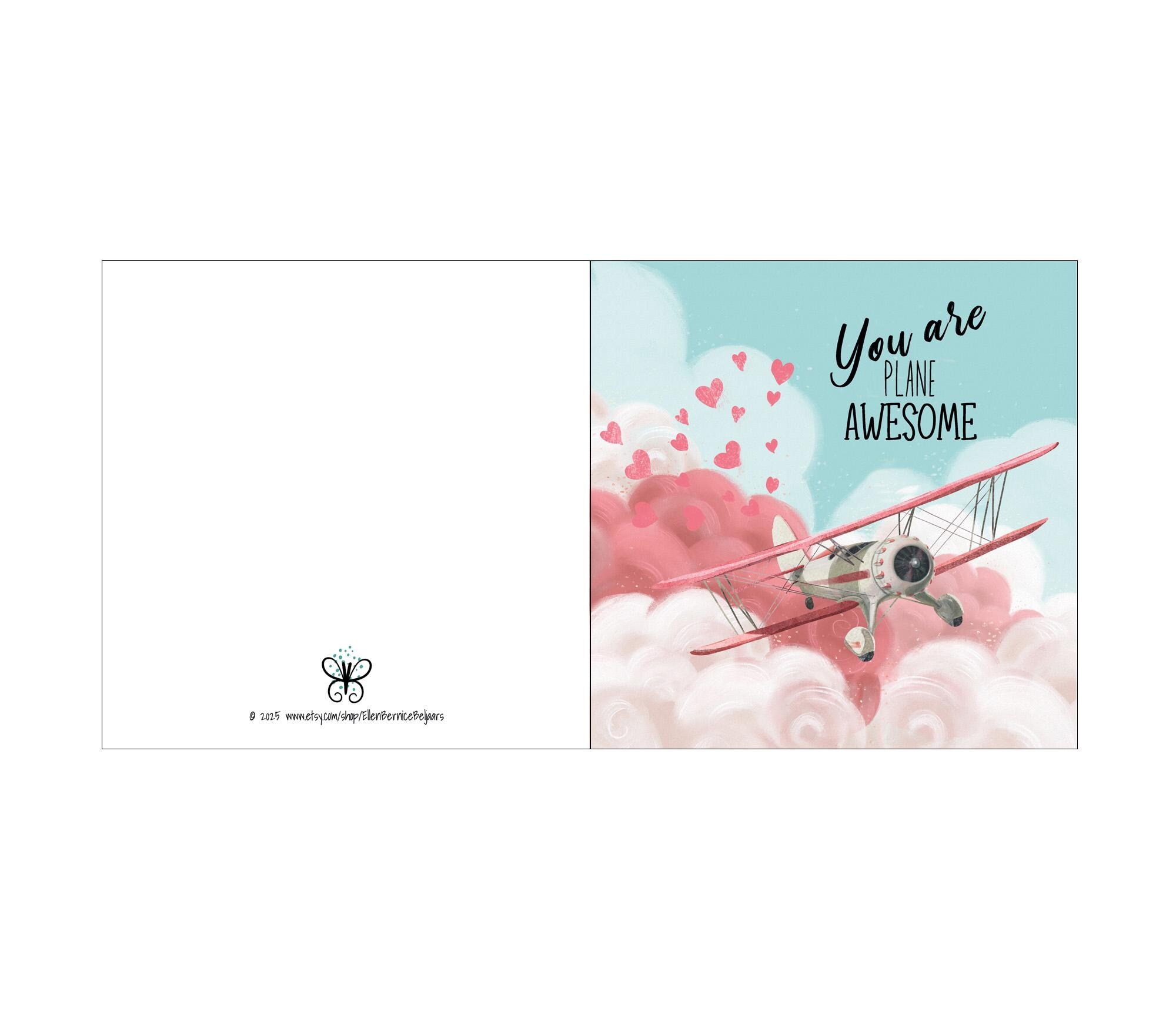 Airplane Anniversary Card for Pilot Aviation-themed Galentines Day Card ...