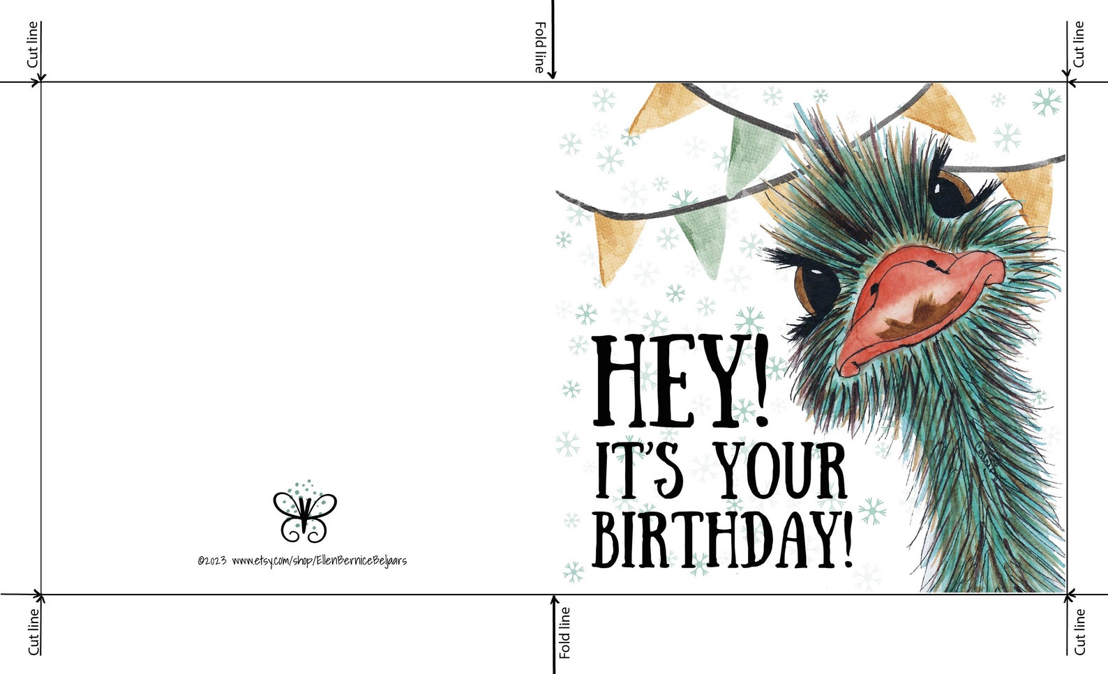 Funny Emu Birthday Card, Printable Ostrich Celebration Card, Humorous ...