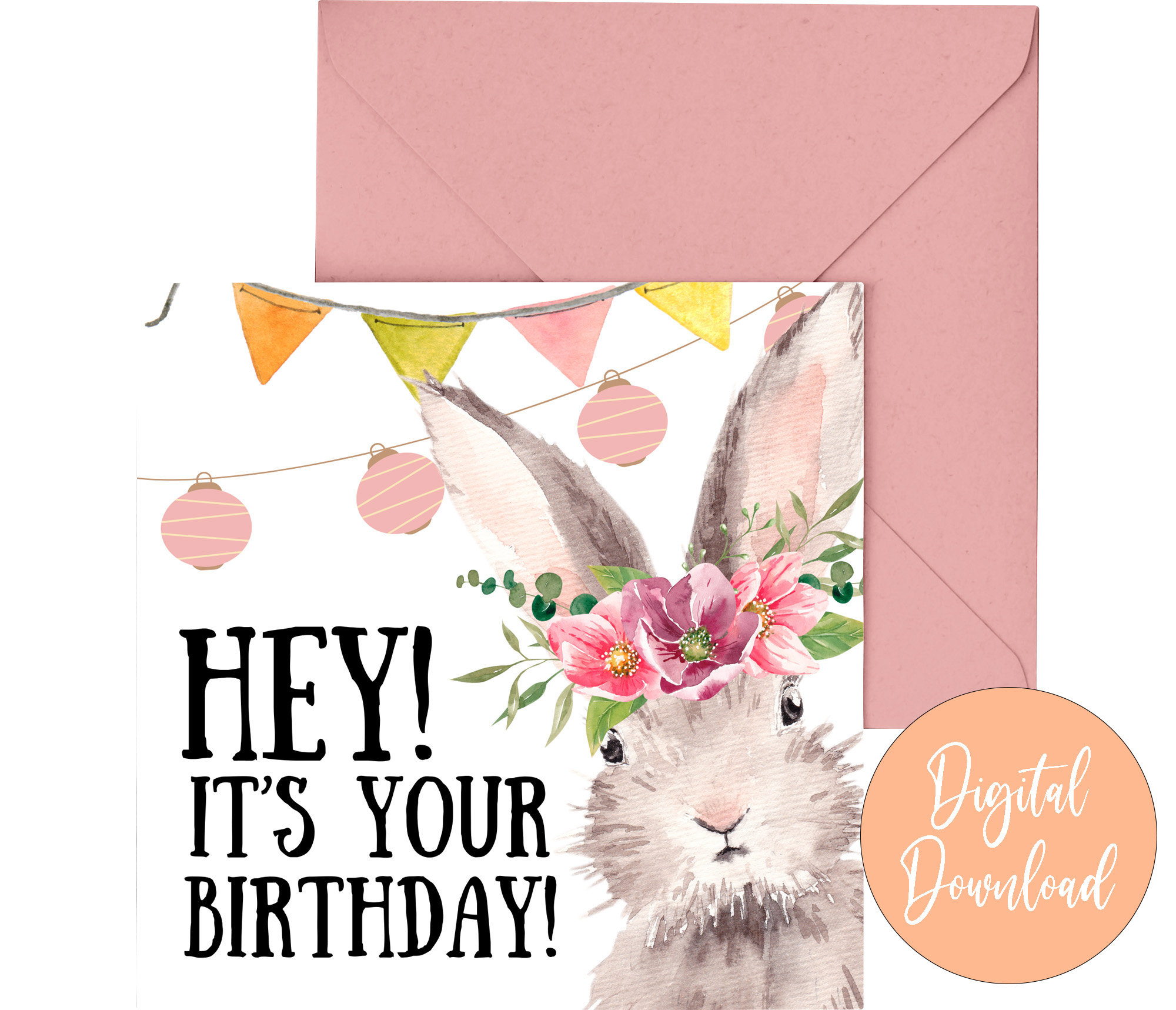 Pun Birthday Card/ Printable Bunny Card/ Rabbit Digital Card/ - Etsy