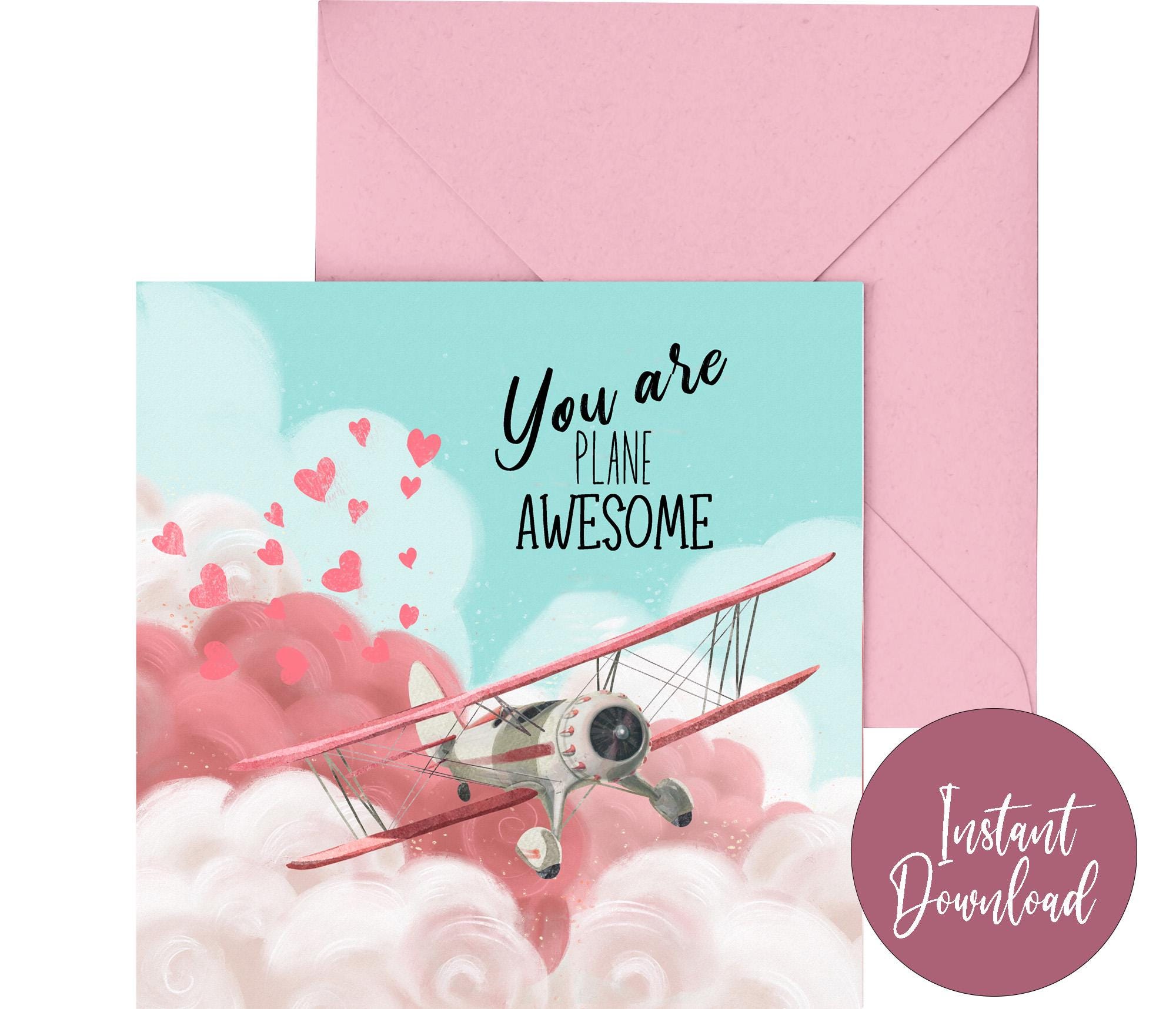 Airplane Anniversary Card for Pilot Aviation-themed Galentines Day Card ...