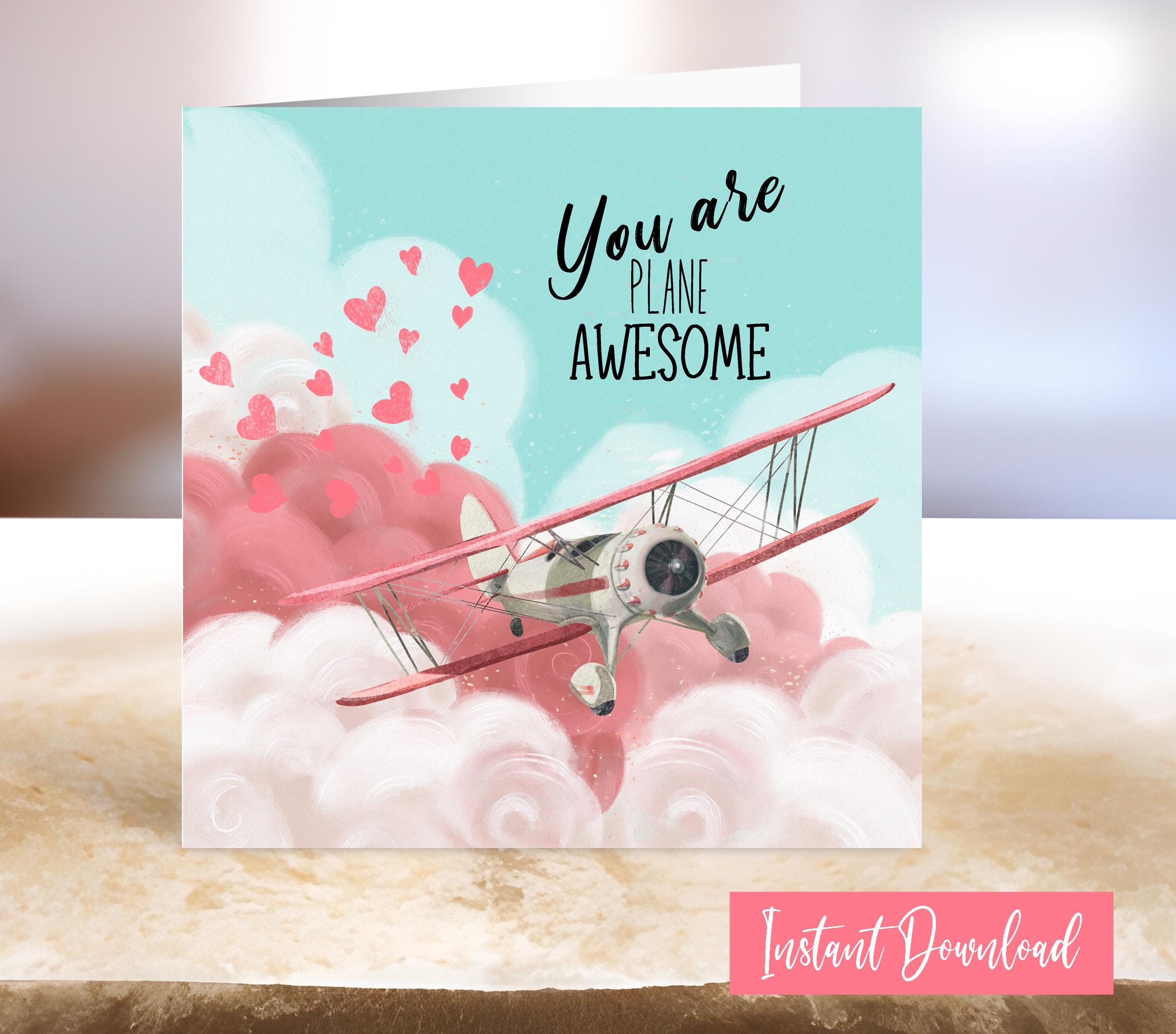 Airplane Anniversary Card for Pilot Aviation-themed Galentines Day Card ...