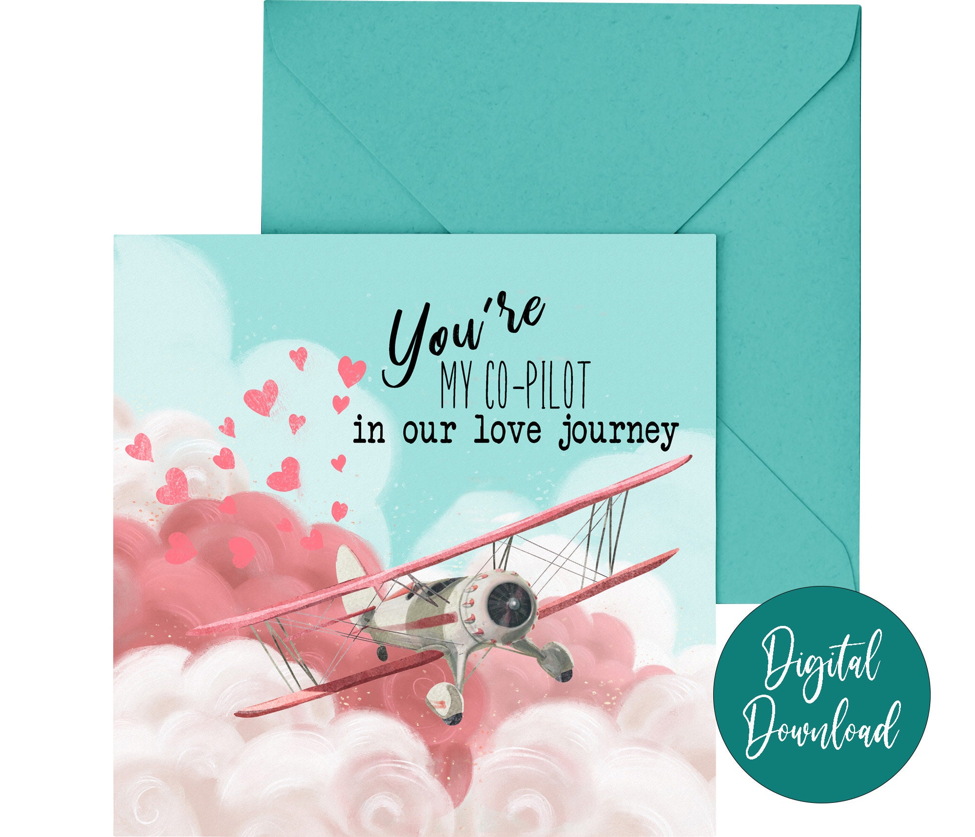 Aeroplane Pun Anniversary Day Card for Pilot Printable Valentine's ...