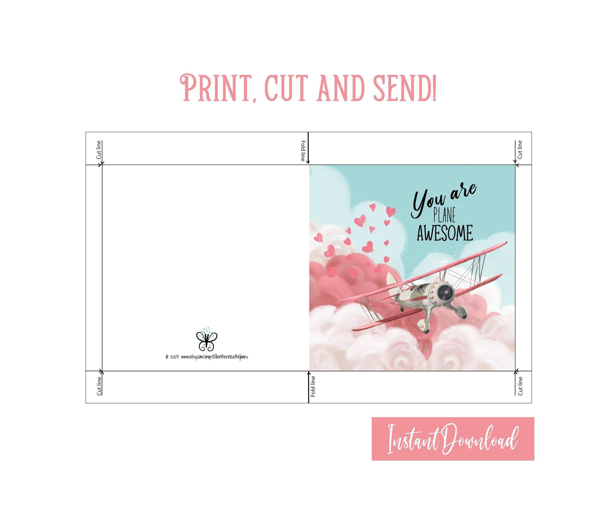 Airplane Anniversary Card for Pilot Aviation-themed Galentines Day Card ...