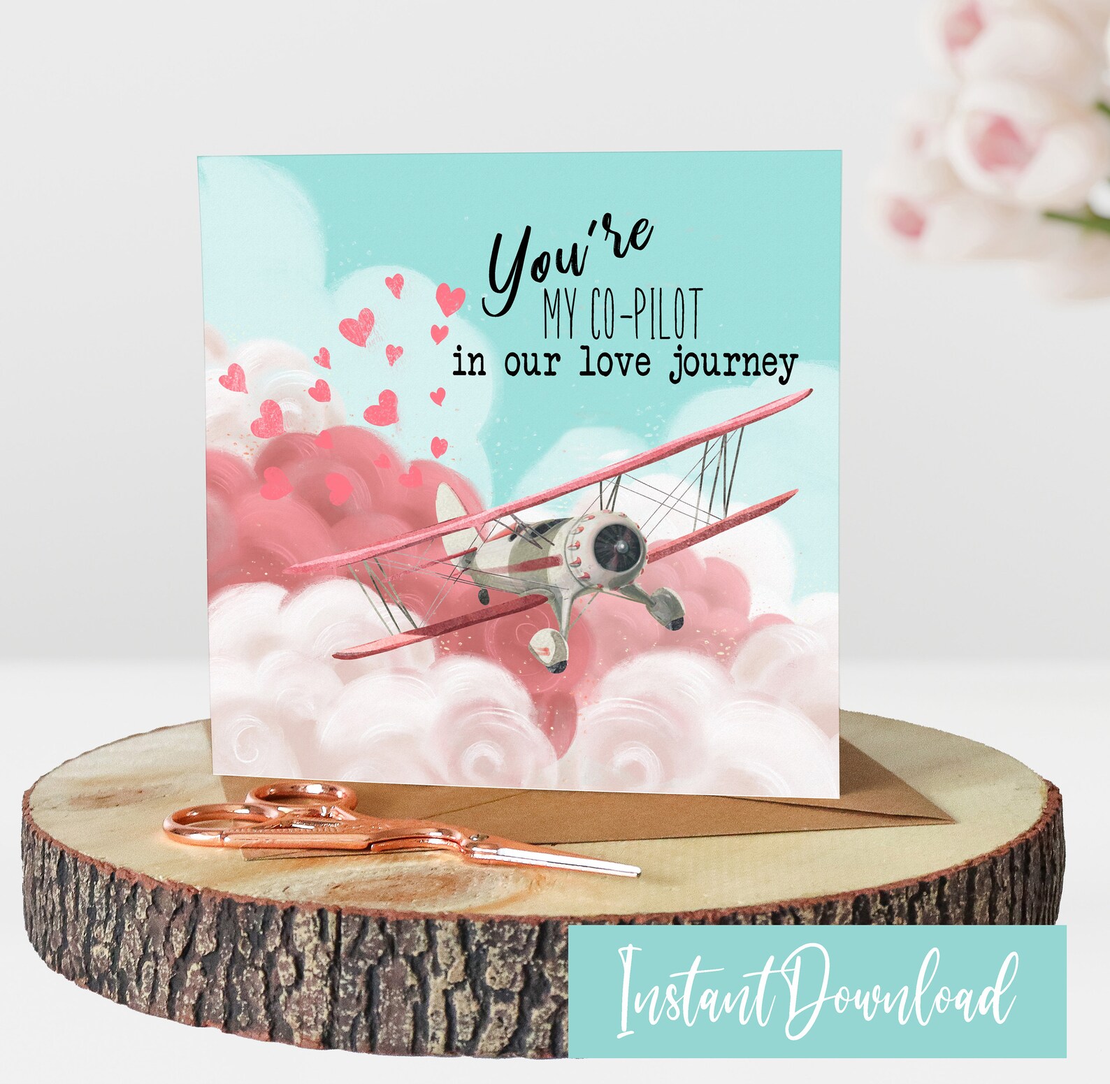 Aeroplane Pun Anniversary Day Card for Pilot Printable Valentine's ...