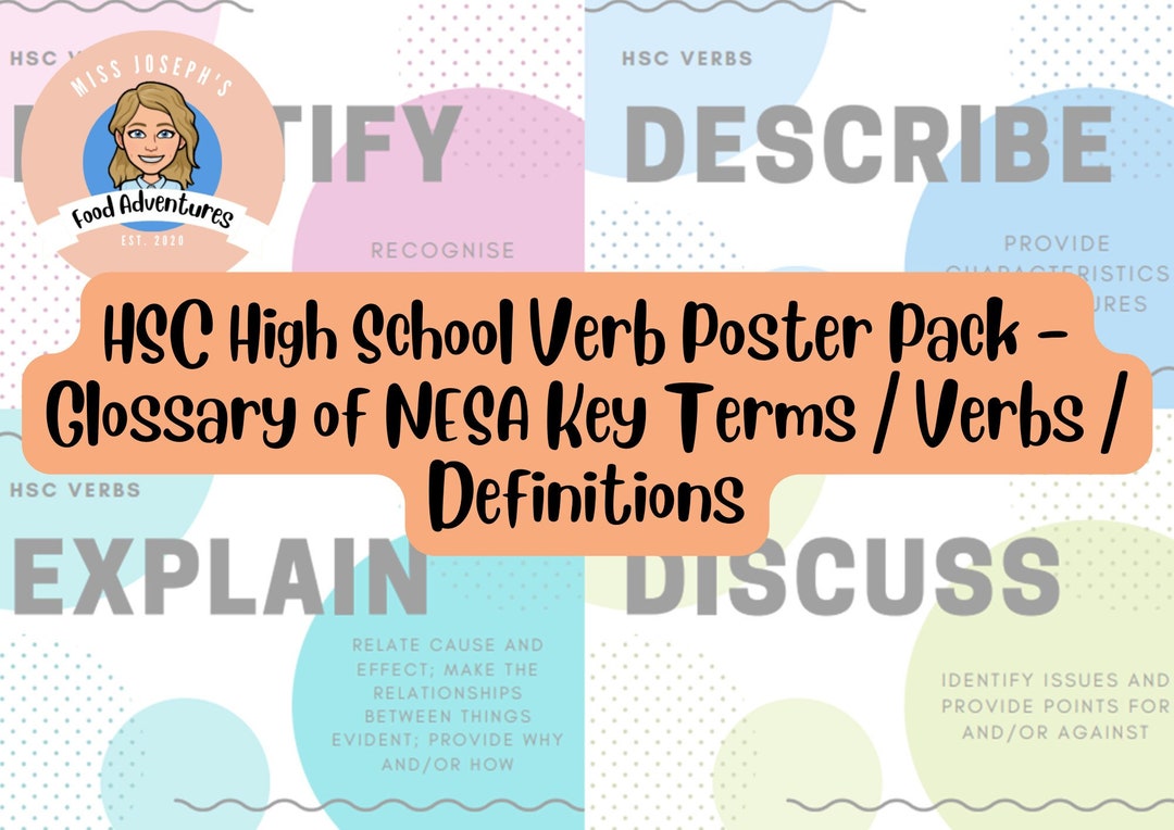 HSC High School Verb Poster Pack Glossary of NESA Key Terms / Verbs / Definitions - Etsy