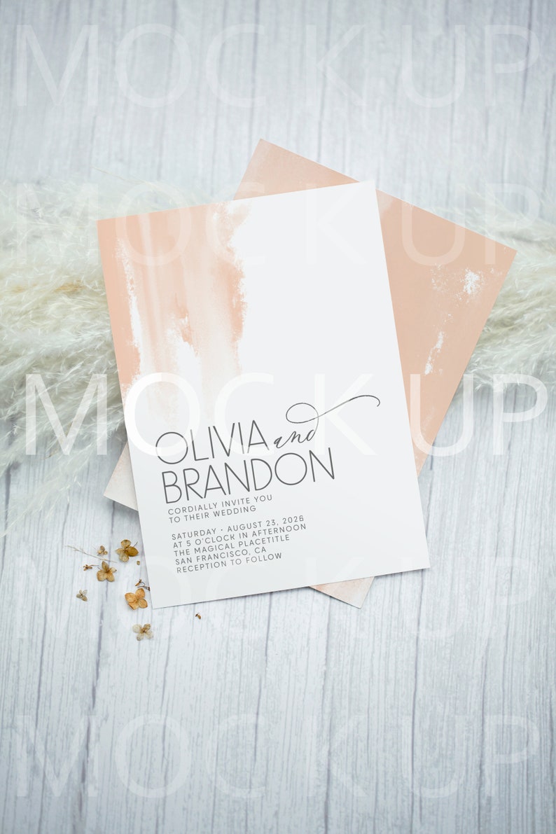 Minimalist Double 5x7 Wedding Invitation Mockup Front and Backside ...