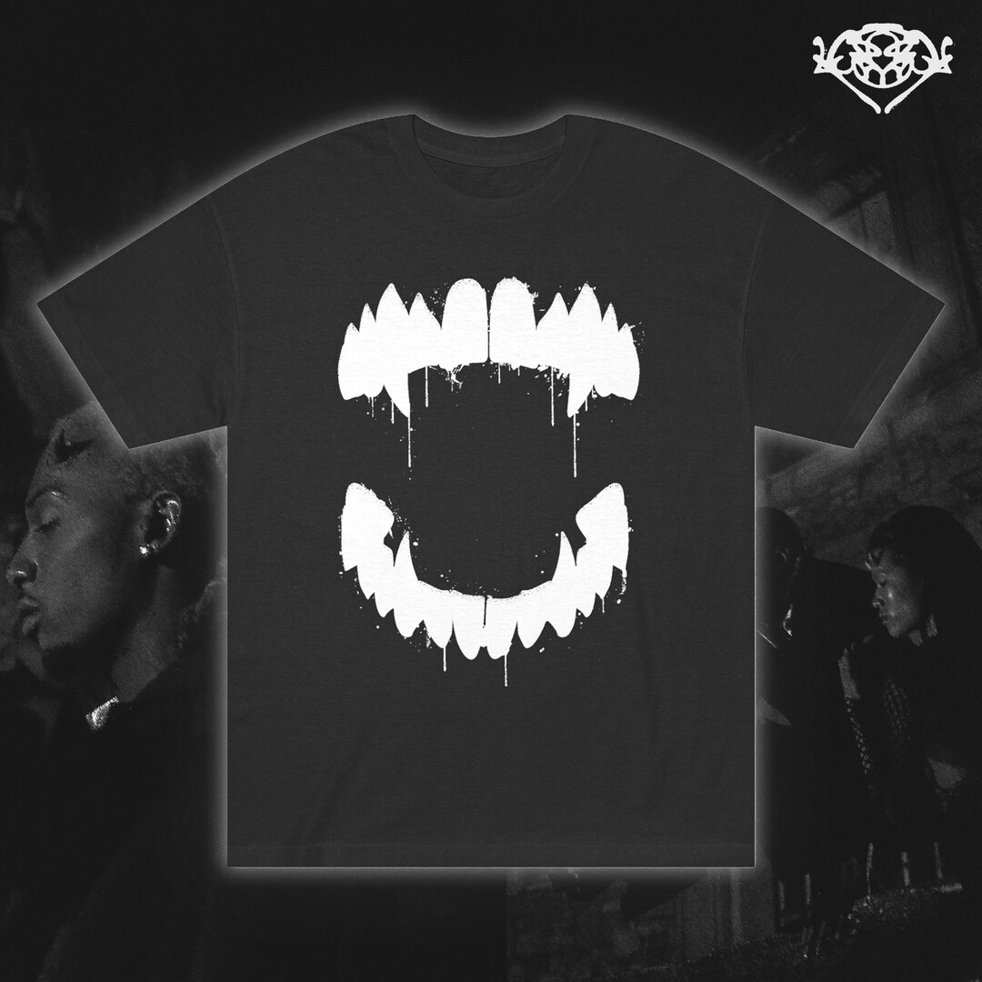 FVNGS TEE // Black & White, Opium, Carti, Ken Carson, Punk, Dark, Fangs ...