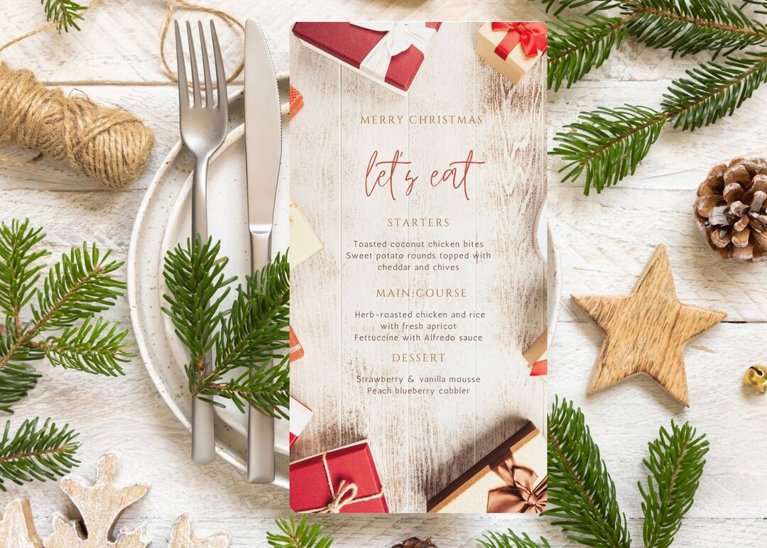 Christmas/holiday Menu Template Printable Easy to Edit With Canva ...