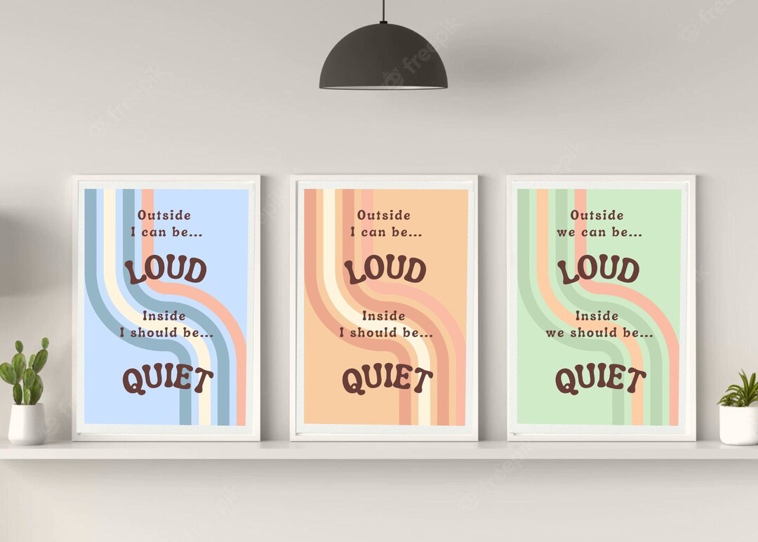 Quiet/loud Poster Set of 3 Preschool Kindergarten Teacher Elementary ...