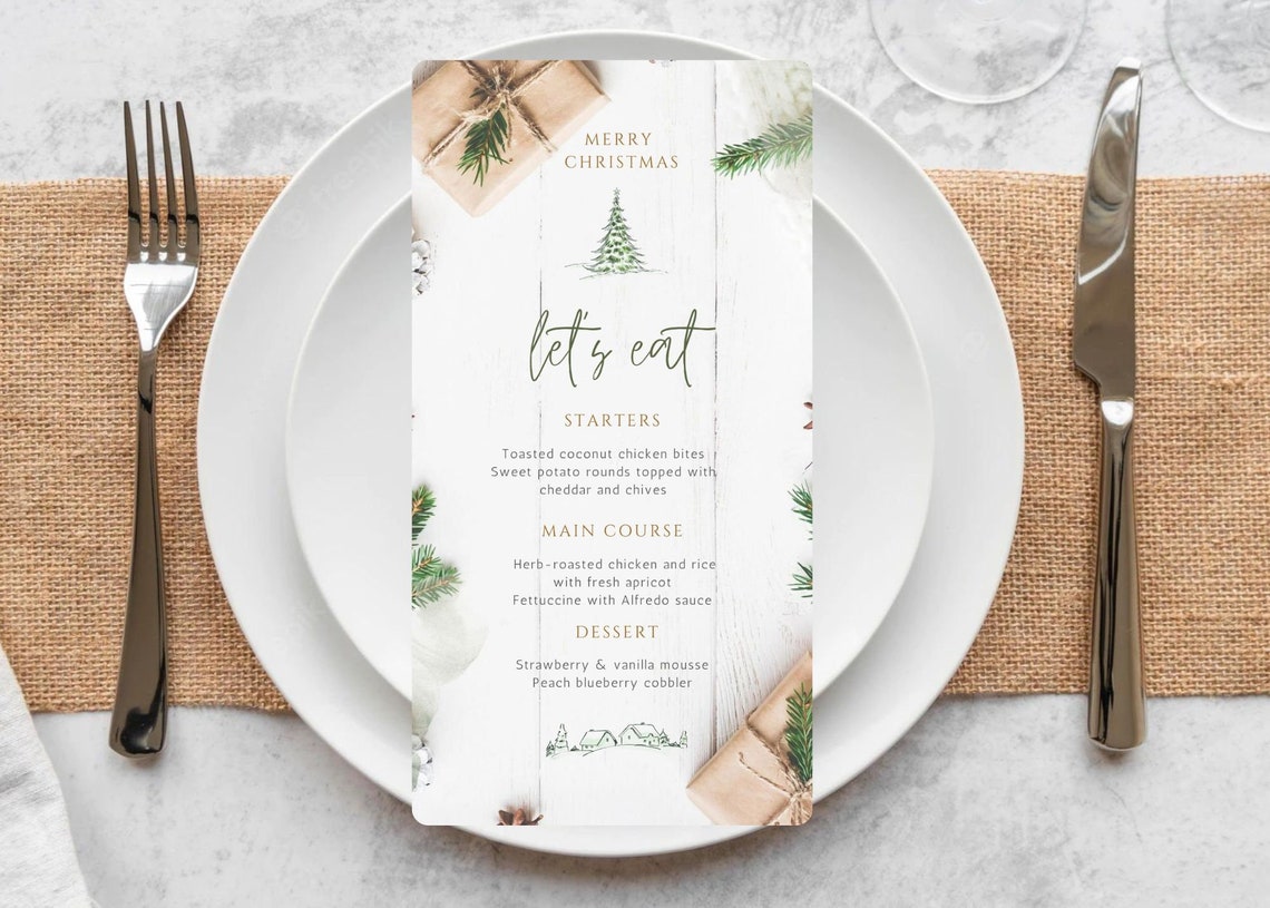 Christmas/holiday Menu Template | Printable | Easy to Edit With Canva ...