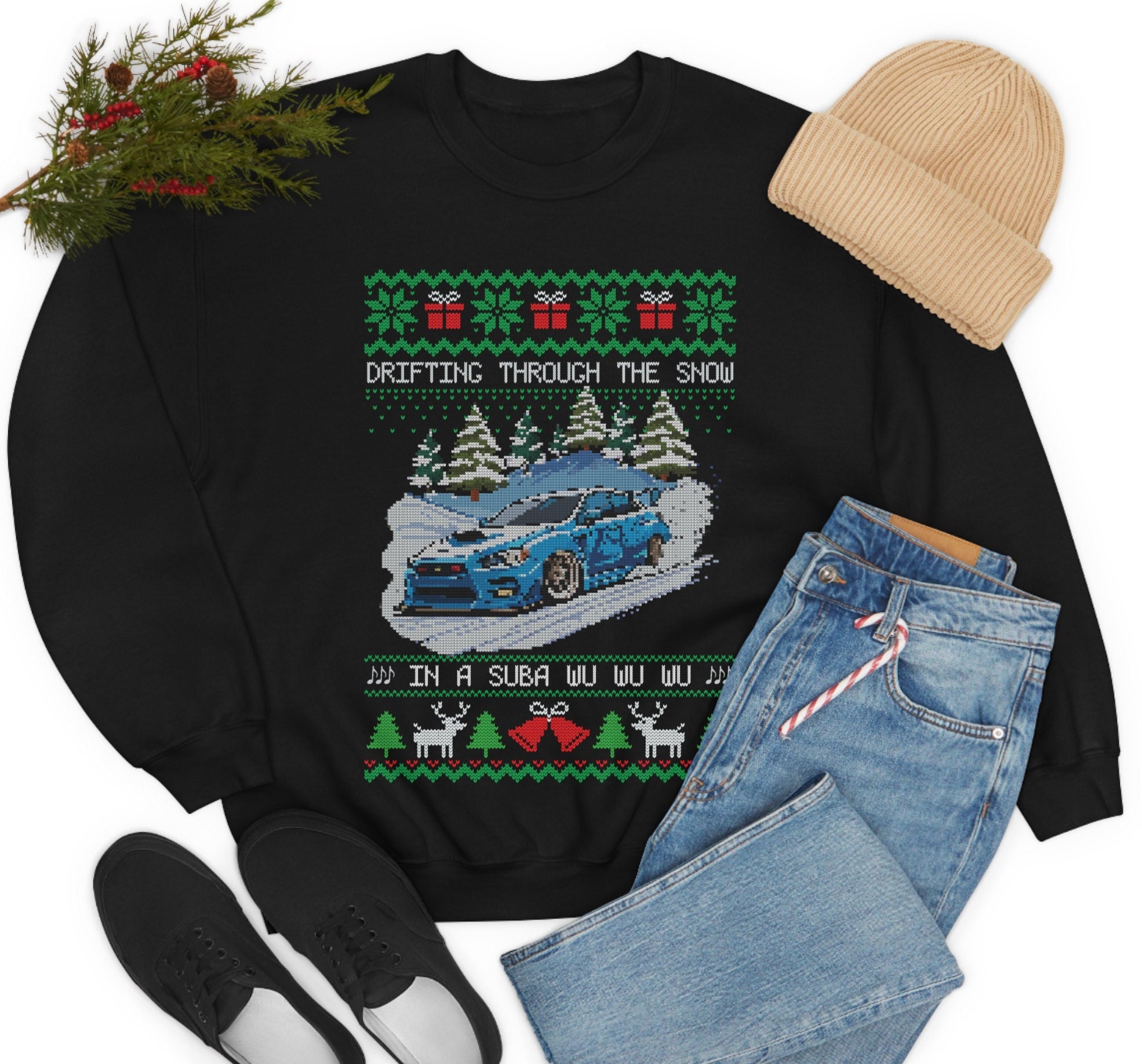Drifting Through the Snow | Rally Car | "ugly Christmas Sweater" Design ...