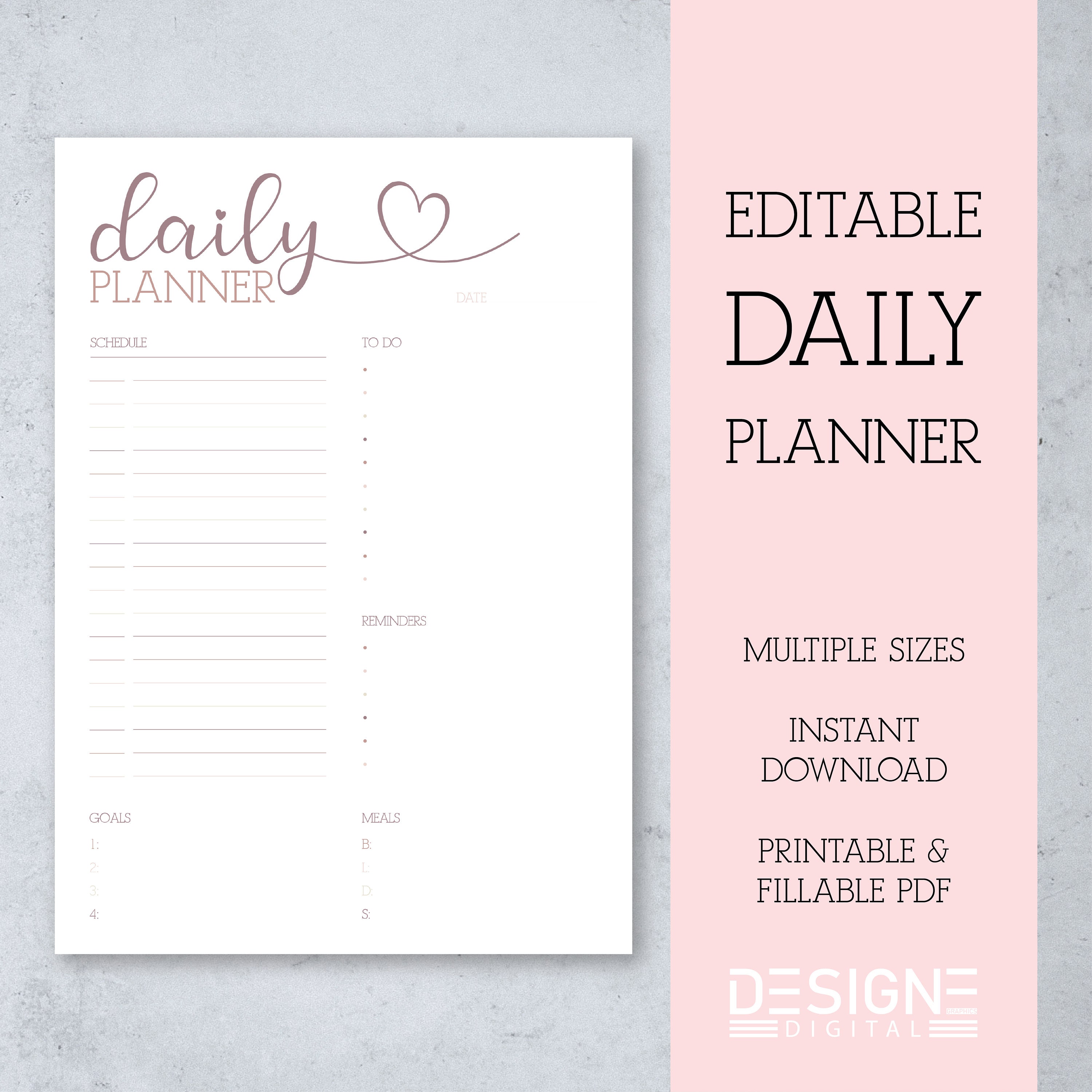 Editable Printable Fillable Daily Planner. to Do List. - Etsy