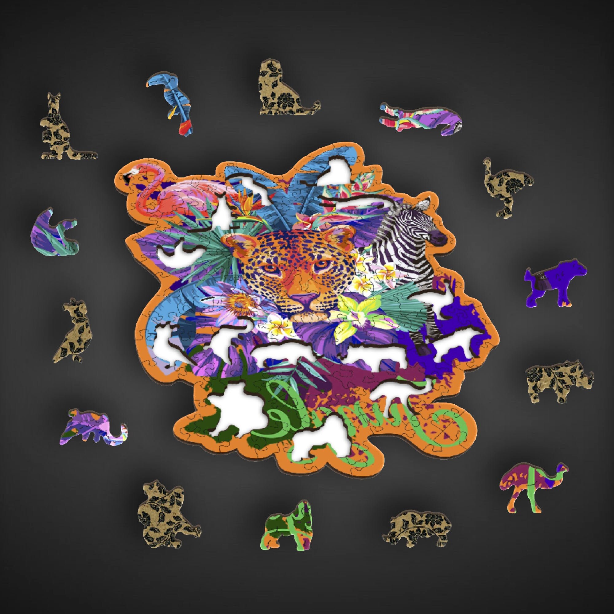 Wooden Jigsaw Puzzle Jungle Wildlife 155, 300 Pcs Unique Unusual Animal ...