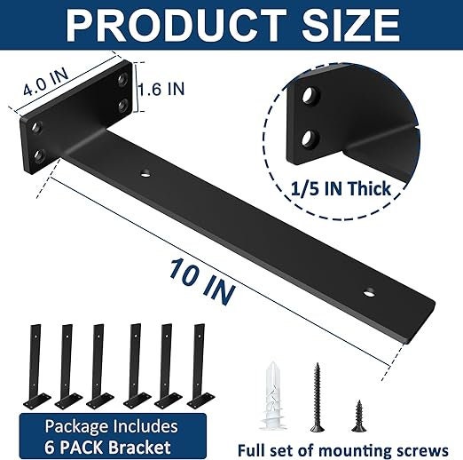 10 Inch Floating Shelf Brackets 6 Pack Heavy Duty Cast Iron - Etsy