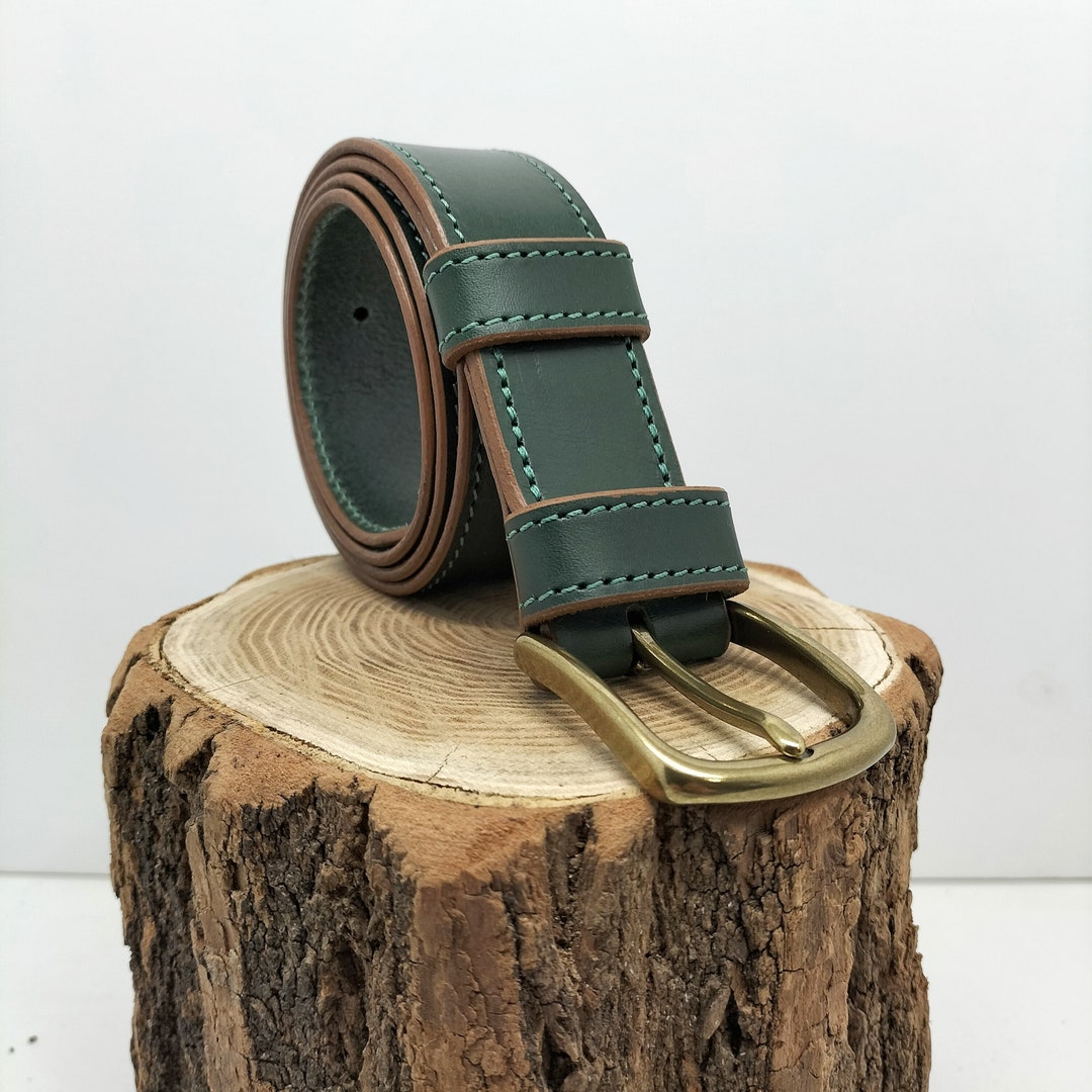 Green Leather Belt for Women Green Leather Belt for Men - Etsy