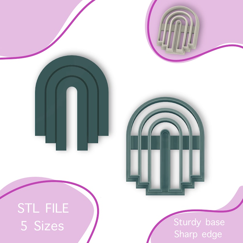 Art Deco Arch 1 Cutter Imprint Polymer Clay Cutters Digital STL File 5 ...