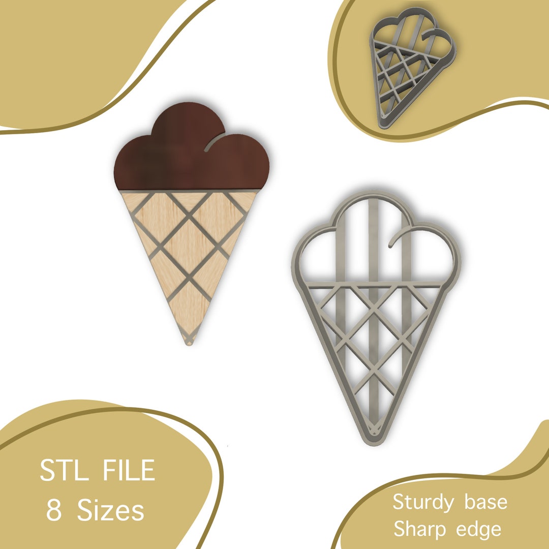 Ice Cream Cone Cutter - Foods Clay Cutters - Digital STL File - 8 Sizes ...