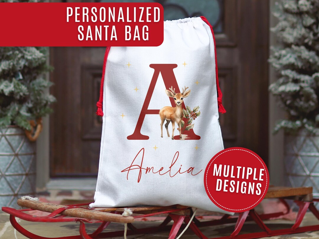 Custom Initial Santa Bag, Personalized Initial Santa Gift Sack Custom ...