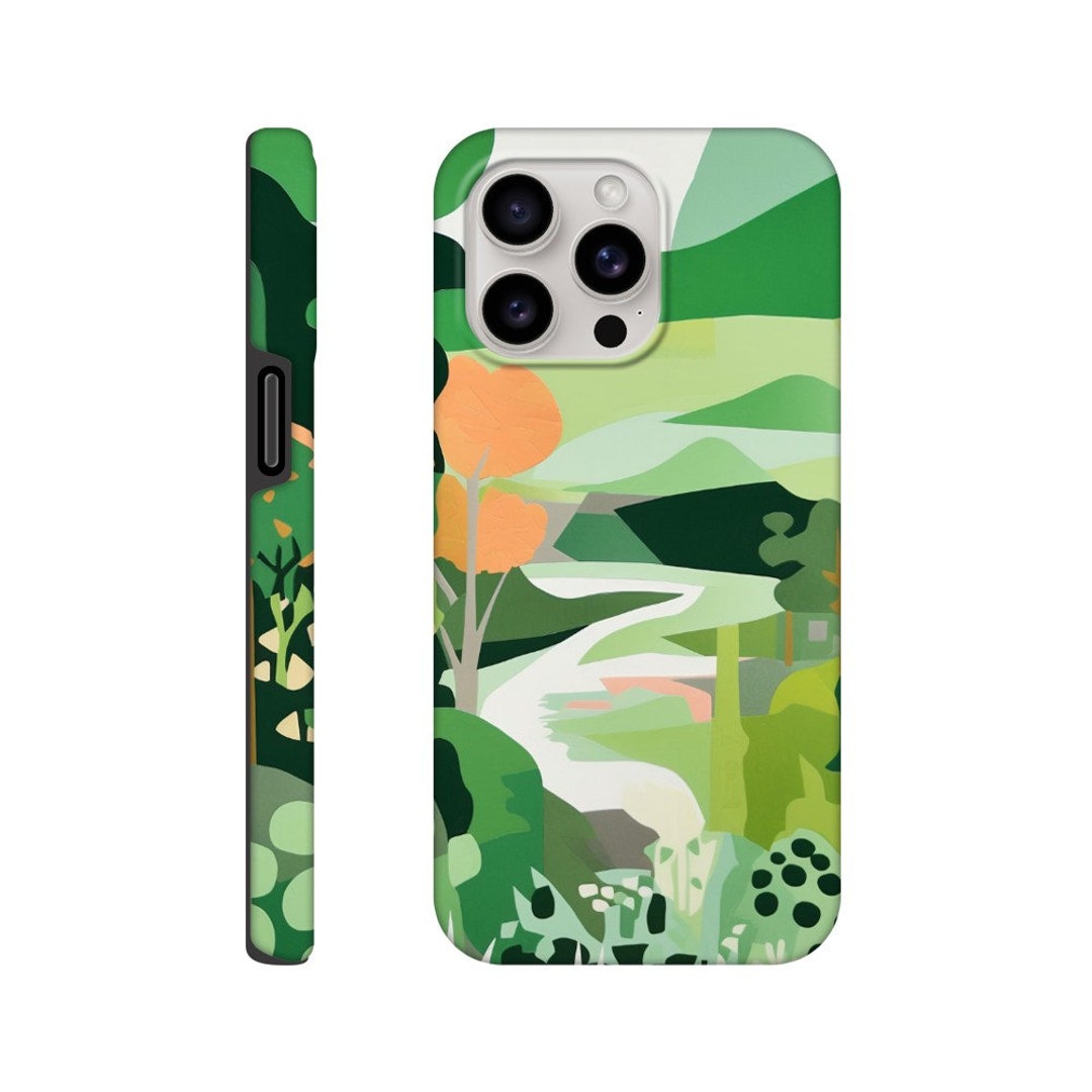 Abstract Art Phone Case Green Landscape Phone Cover Gift for Abstract ...