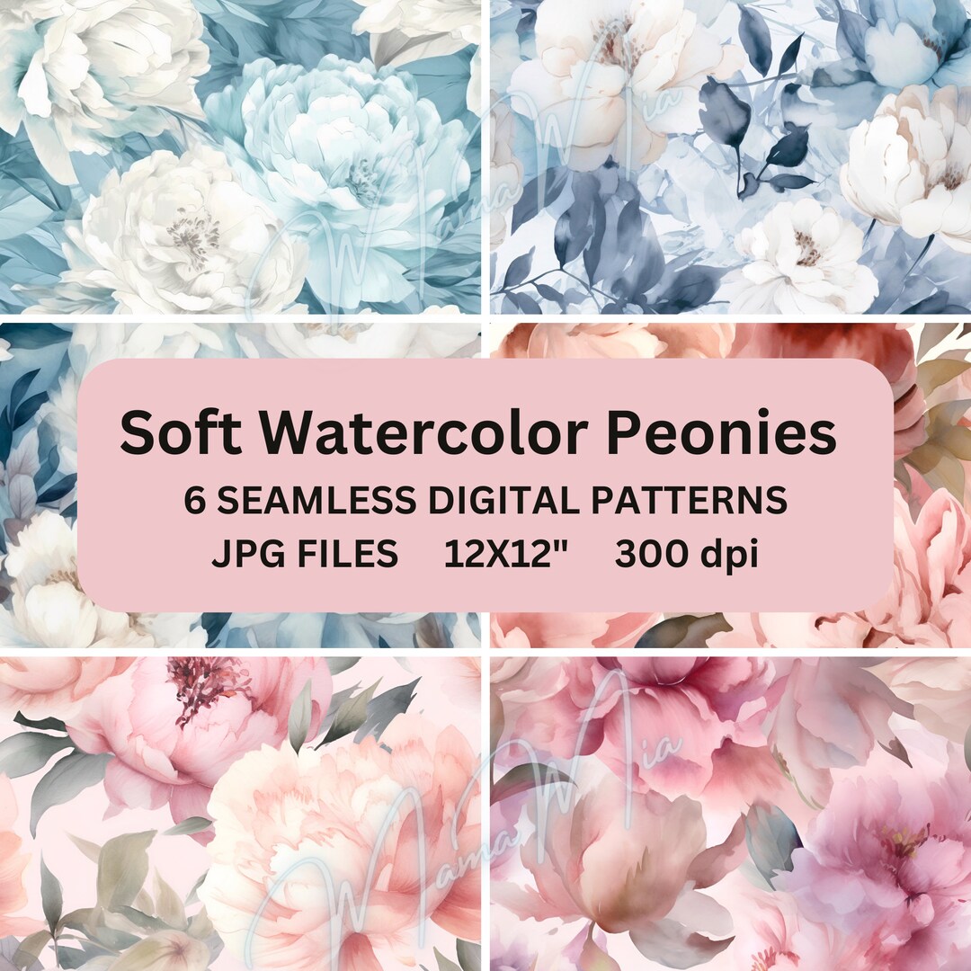 Peonies Floral SEAMLESS Digital Pattern DIGITAL Paper, Flower ...