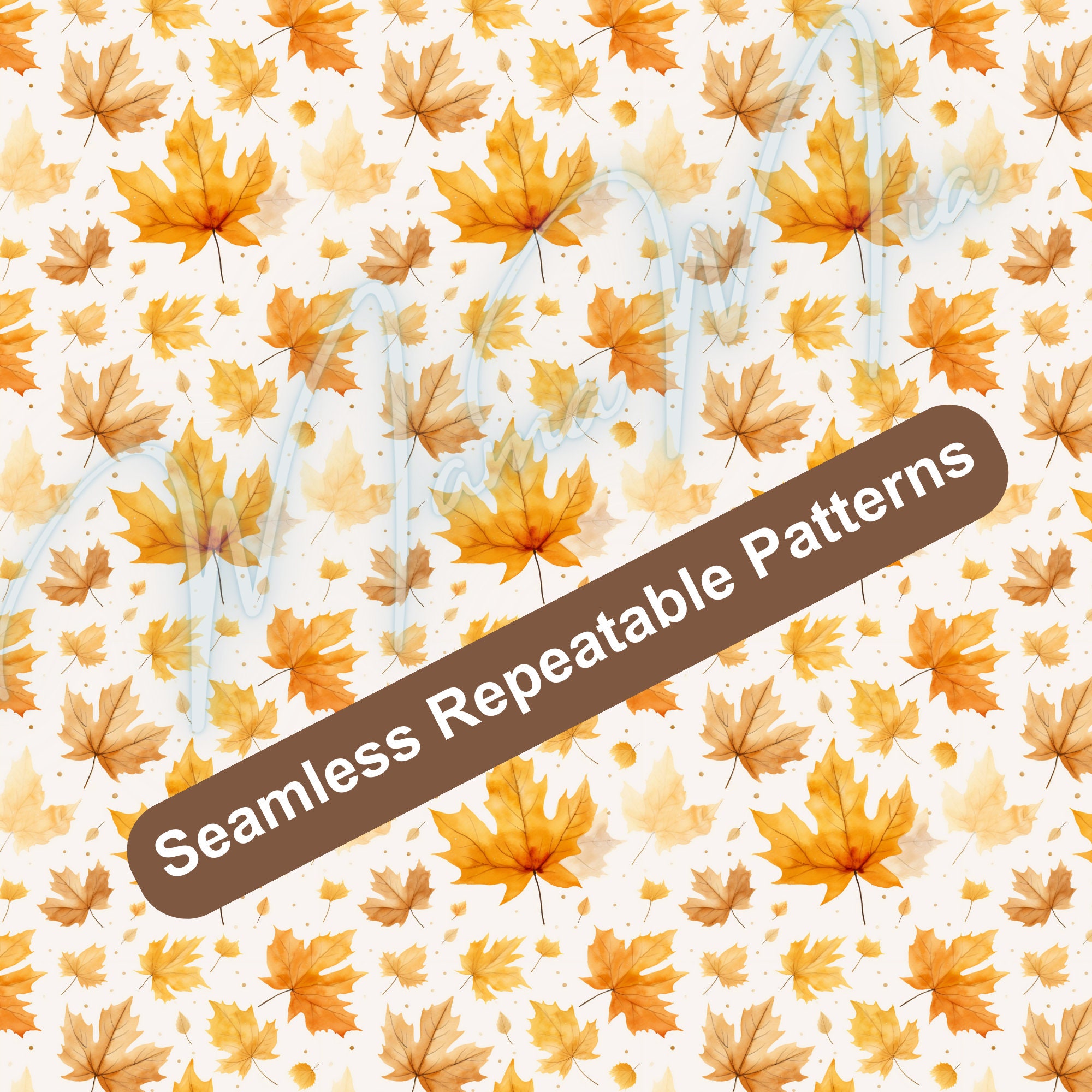 Watercolor Autumn Leaves Seamless Pattern DIGITAL Paper Fall Background ...