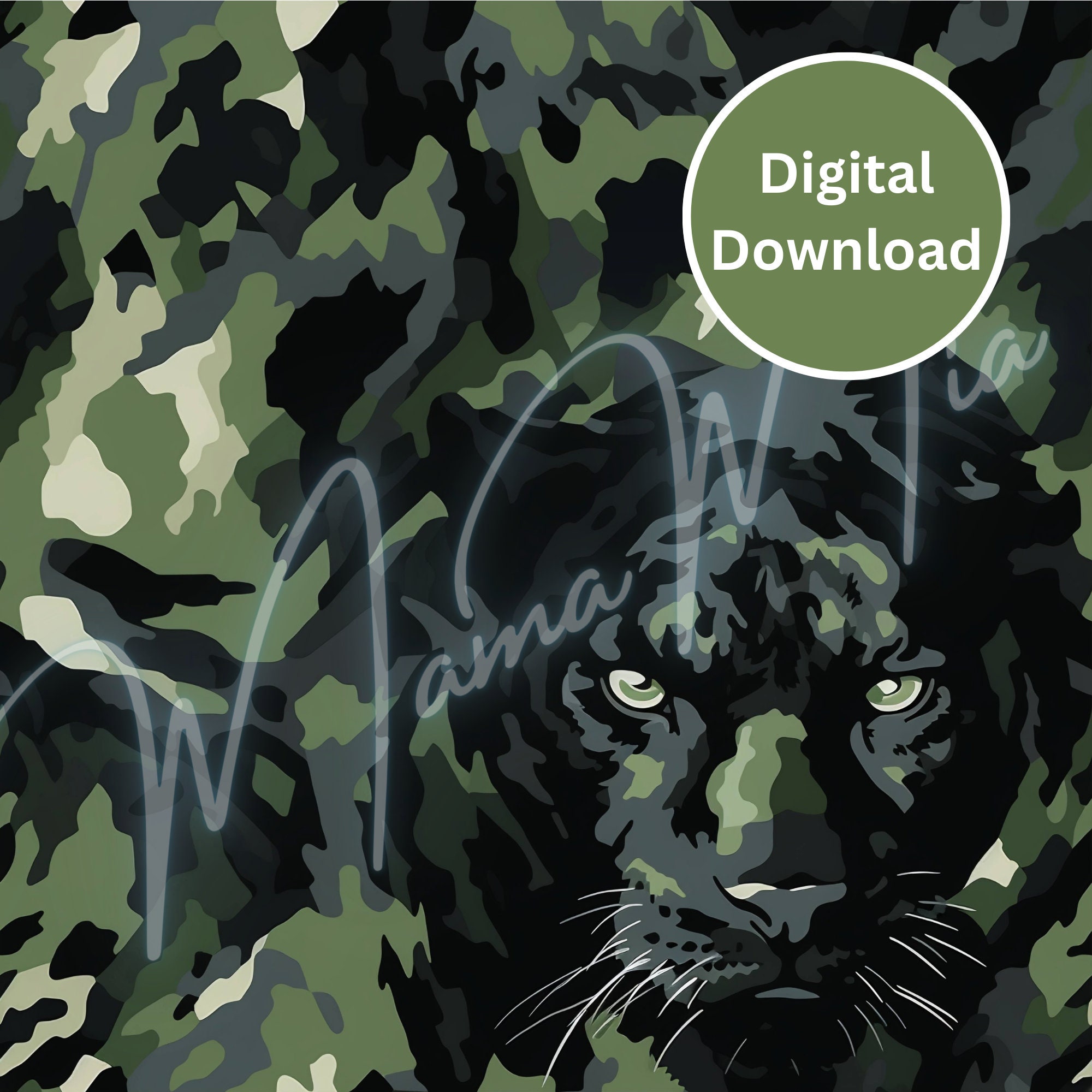 Wild Cats Tiger Puma Panther Camo Seamless Pattern DIGITAL Paper ...
