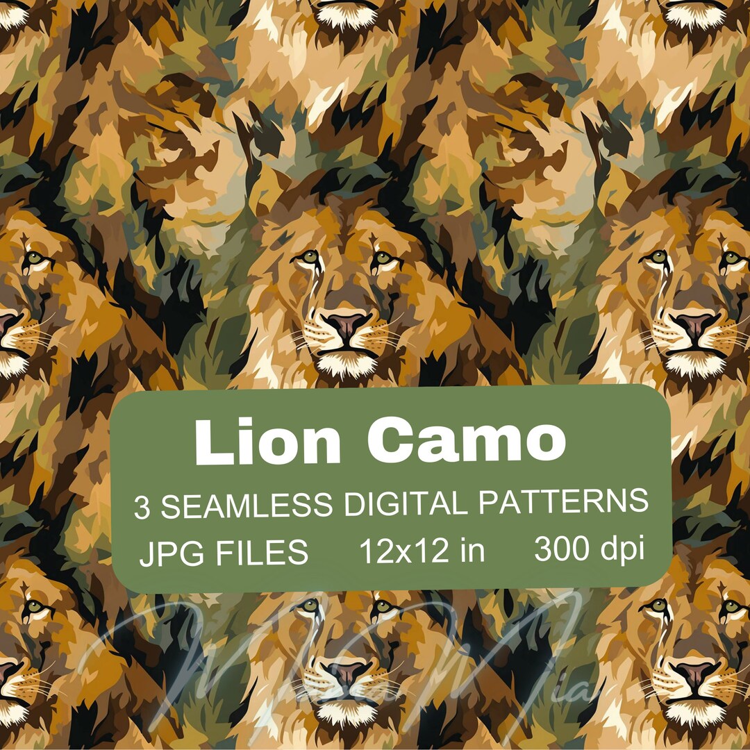 Lion Camo Seamless Pattern DIGITAL Paper, Commercial Use, Scrapbook ...