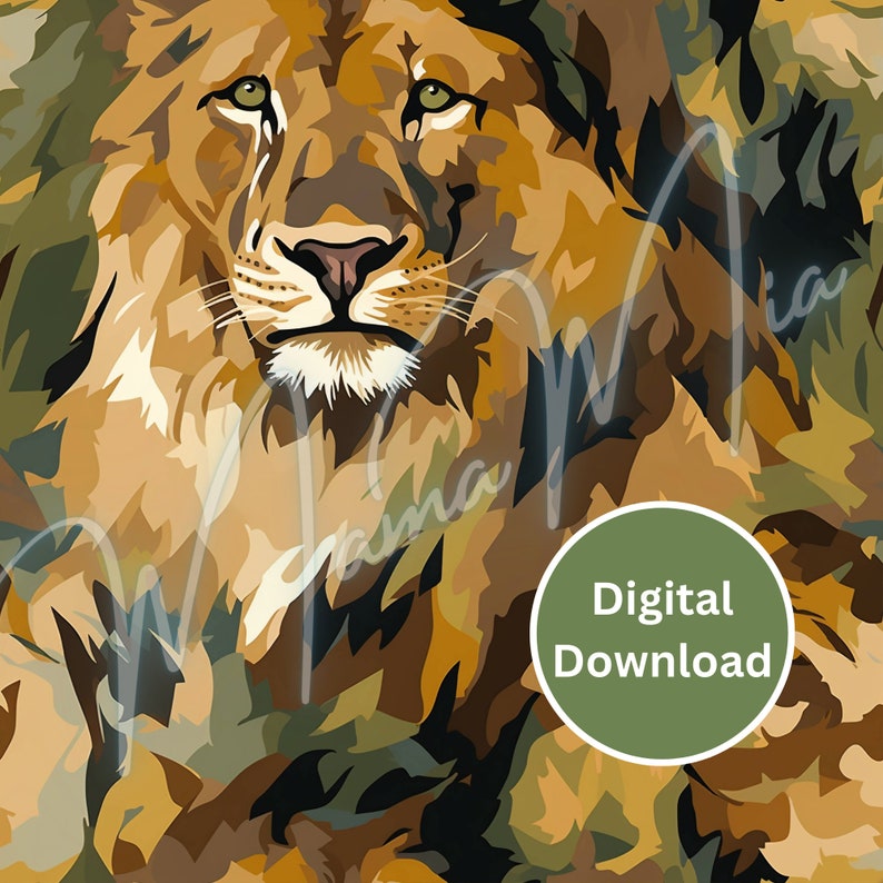 Lion Camo Seamless Pattern DIGITAL Paper, Commercial Use, Scrapbook ...