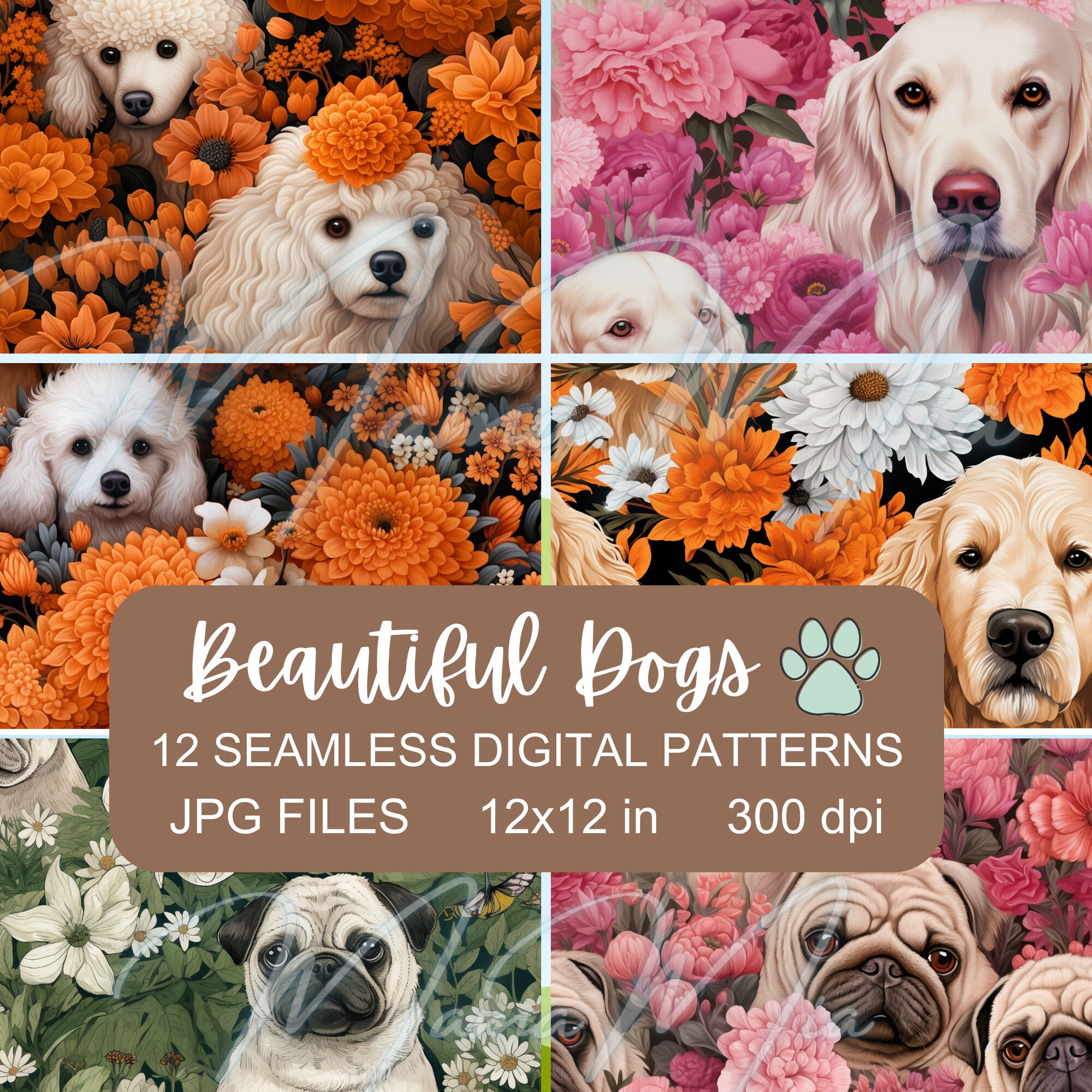 Cute Dogs Seamless Pattern Dogs DIGITAL Paper Commercial Use - Etsy