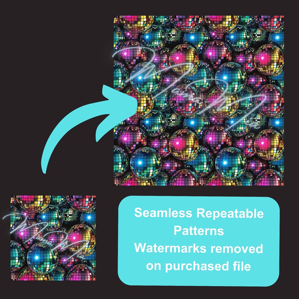 Disco Ball SEAMLESS Pattern DIGITAL Paper Download, Party Invitations ...