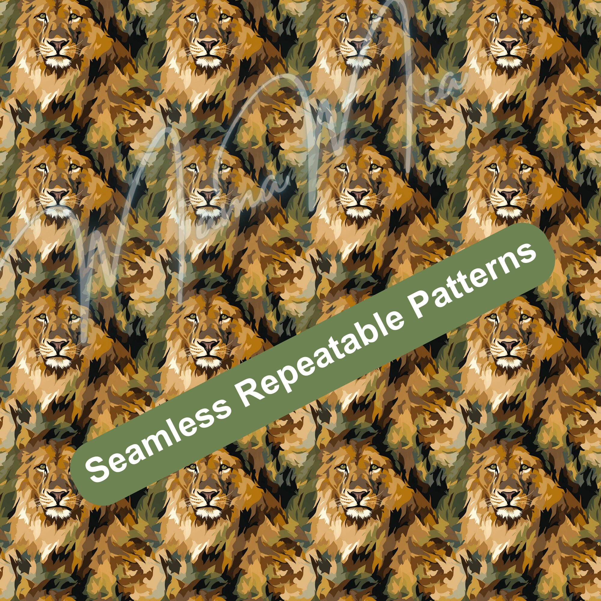Lion Camo Seamless Pattern DIGITAL Paper, Commercial Use, Scrapbook ...