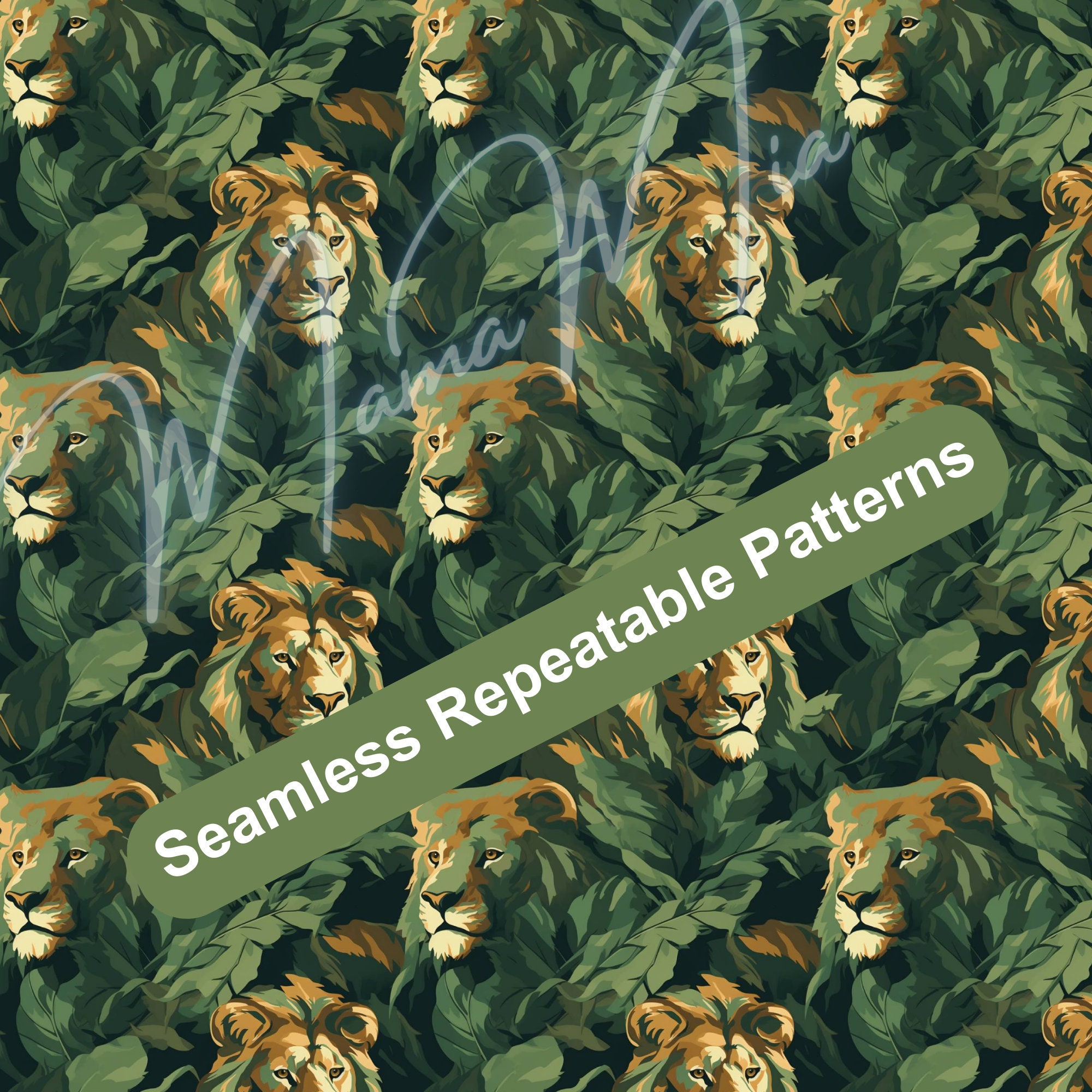 Lion Camo Seamless Pattern DIGITAL Paper, Commercial Use, Scrapbook ...