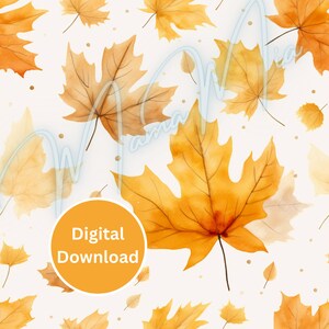 Watercolor Autumn Leaves Seamless Pattern DIGITAL Paper Fall Background ...