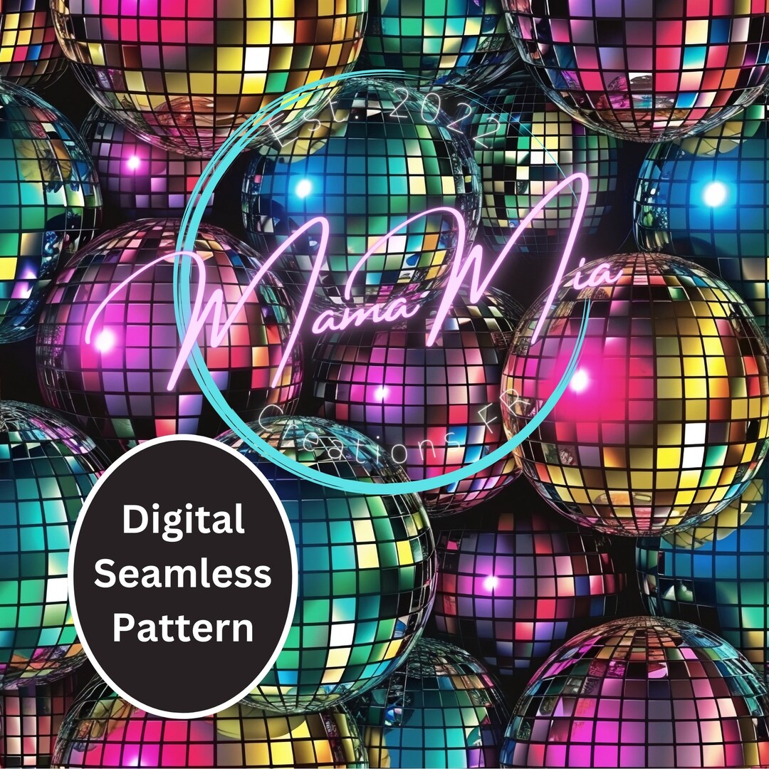 Disco Ball SEAMLESS Pattern DIGITAL Paper Download, Party Invitations ...